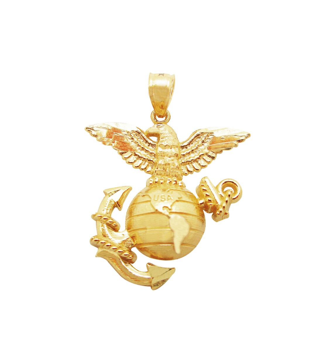 Men's 10K Yellow Gold Marine Corps Pendant Charm Military Pendant ...