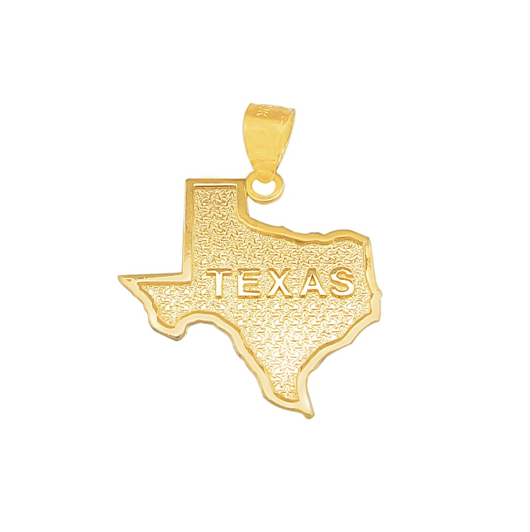 10K Yellow Gold Texas State Map Pendant - Etsy