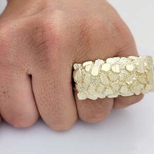 10k Gold Solid Nugget Ring Two Finger Ring for Men - Etsy