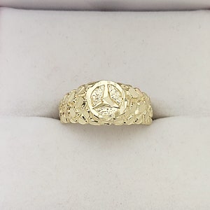 10K Yellow Solid Gold Mercedes Benz Ring 3.2 G Nugget Ring - Etsy
