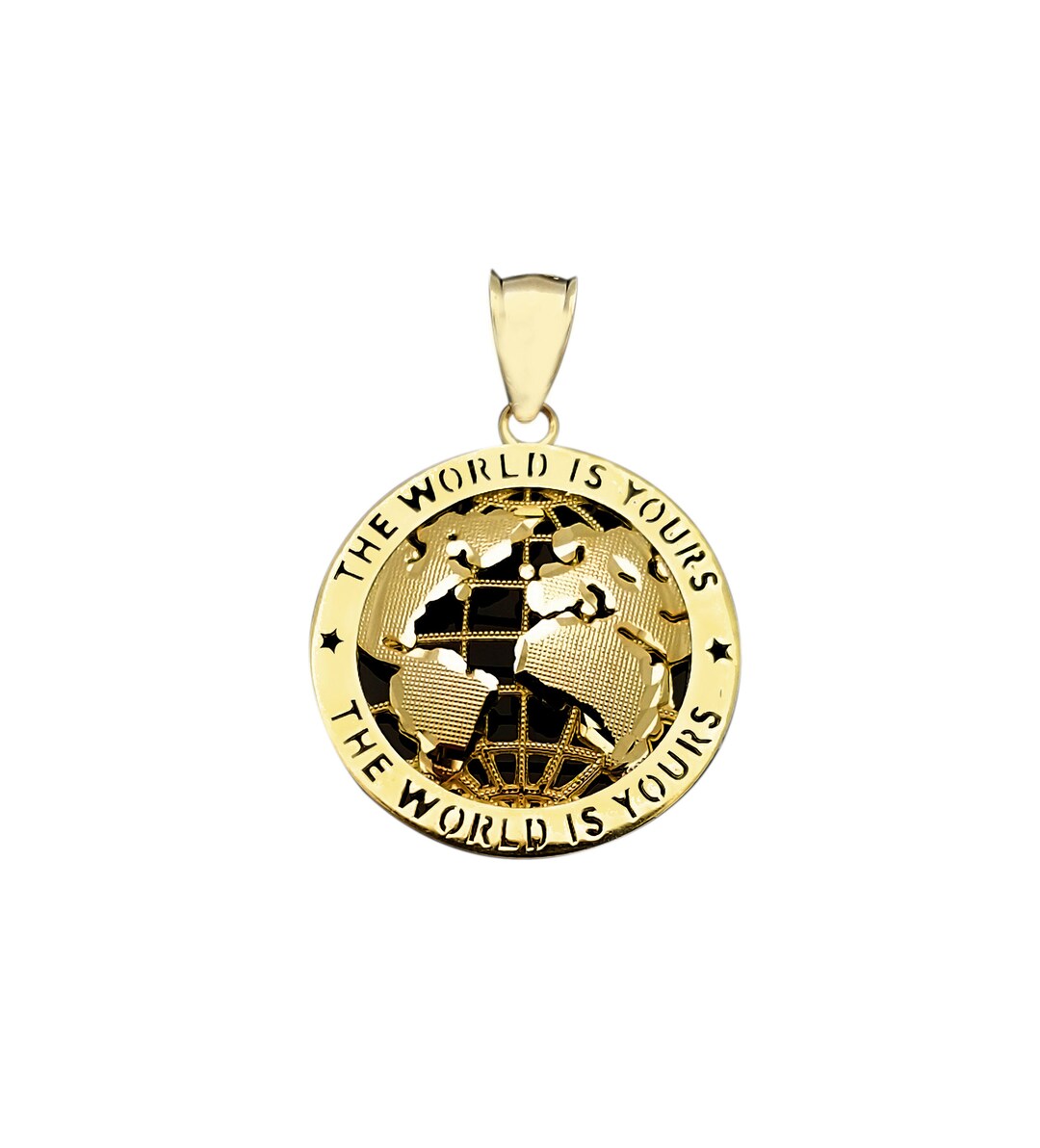 10K Yellow Gold World Map Pendant Globe Charm 1.2 Inch - Etsy