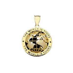 10K Yellow Gold World Map Pendant Globe Charm 1.2 Inch - Etsy