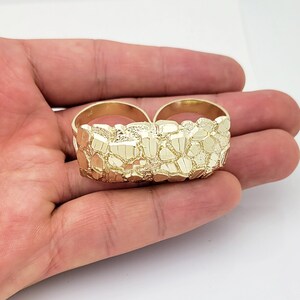 10k Gold Solid Nugget Ring Two Finger Ring for Men - Etsy