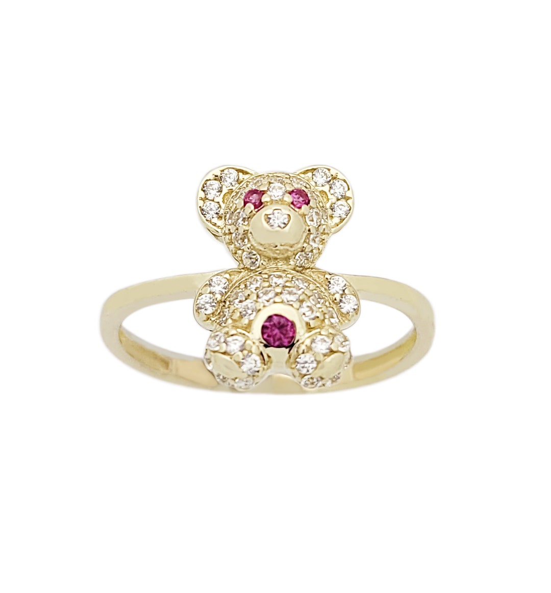 10K Yellow Gold Bear Ring Baby Bear Ring - Etsy