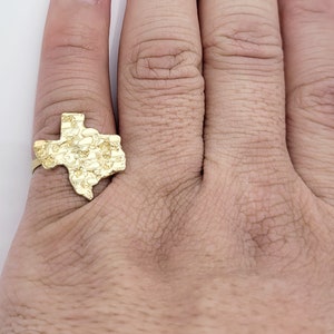 10K Yellow Gold Nugget Texas State Ring Pinky Ring Size 8 - Etsy
