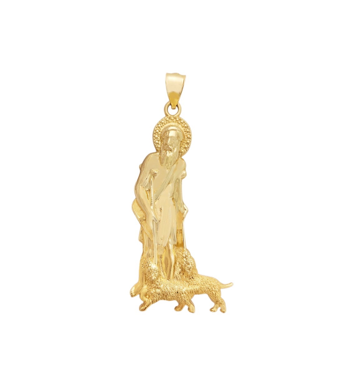 10K Yellow Gold Saint Lazarus Pendant Charm Patron Pendant St. Lazarus ...