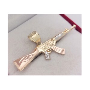 10k Yellow Gold AK 47 Pendant Gold Rifle Necklace Pendant Gun Charm - Etsy