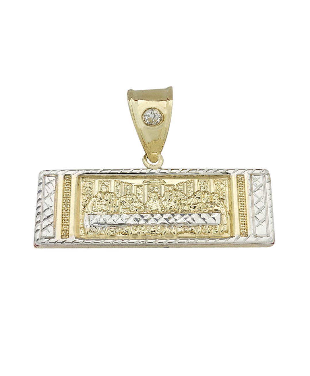 10K Gold Last Supper Pendant Charm Last Supper Rectangle Pendant - Etsy