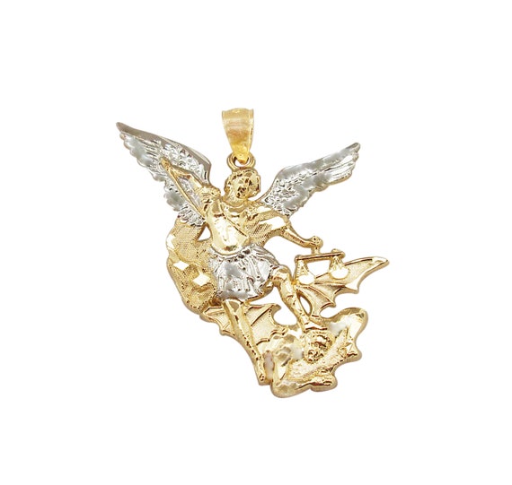 10K Yellow Gold Saint Michael The Archangel Pendant C… - Gem