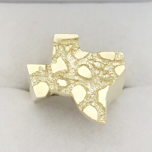 10K Yellow Gold Texas Nugget Ring for Men Texas State Gold Ring Size 8 ...