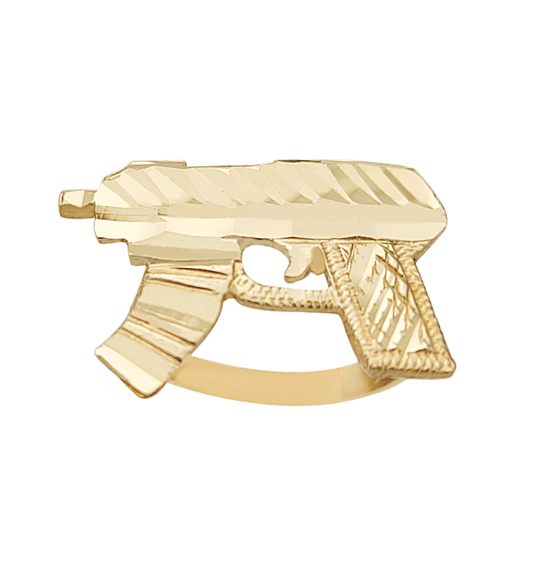 10K Yellow Gold Uzi Ring Gold Gun Ring for Men - Etsy