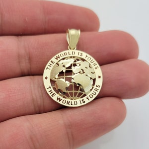 10K Yellow Gold World Map Pendant Globe Charm 1.2 Inch - Etsy