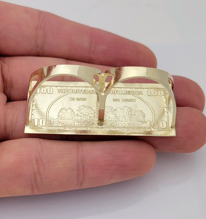 Men's 10K Yellow Gold Hundred Dollar Bill Ring Two Finger - Etsy
