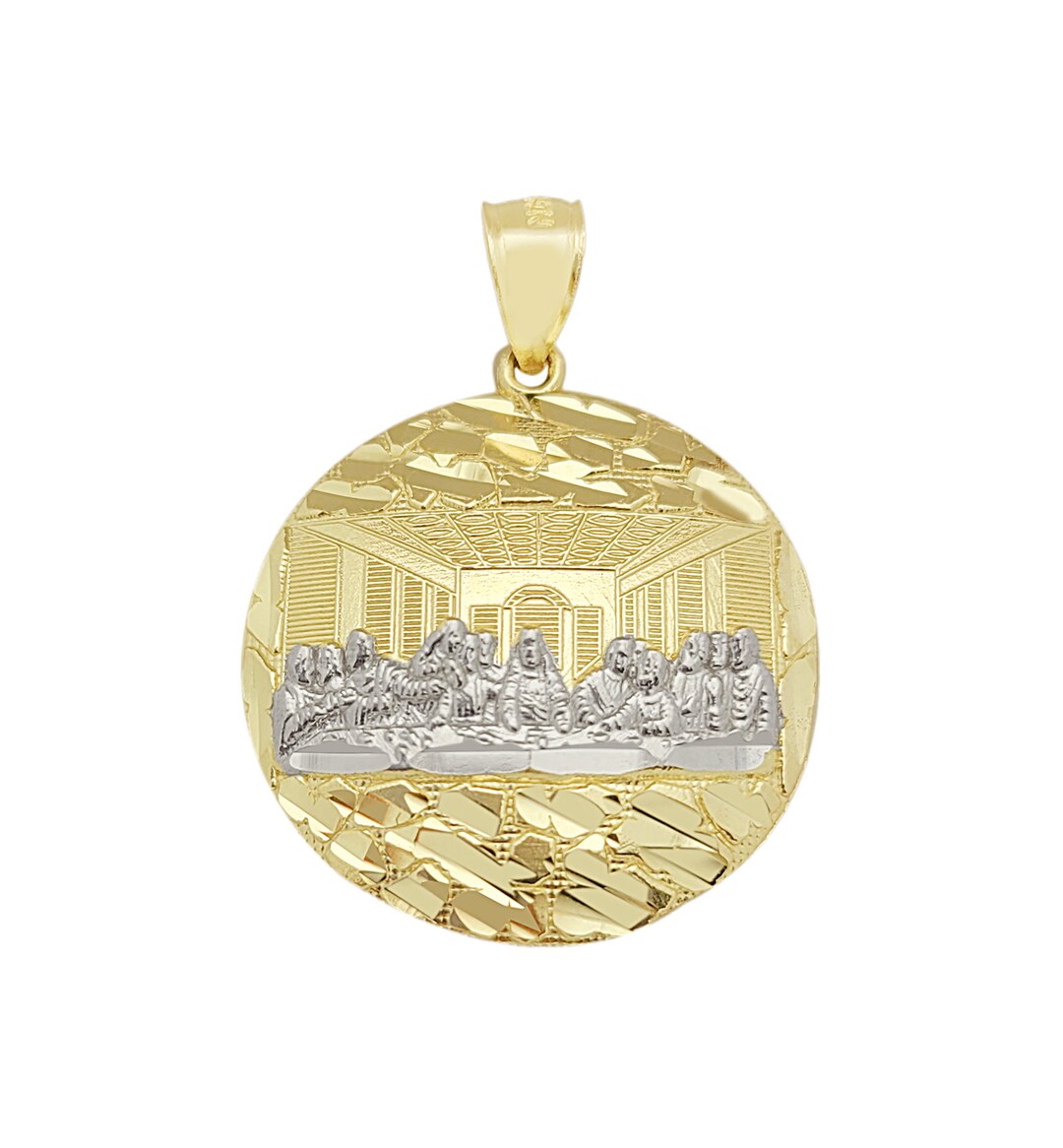10K Gold Nugget Last Supper Pendant Last Supper Medal Diamond Cut ...