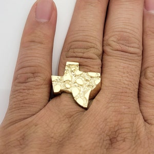 10K Yellow Gold Texas Nugget Ring for Men Texas State Gold Ring Size 8 ...