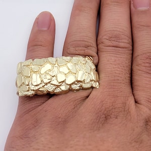10k Gold Solid Nugget Ring Two Finger Ring for Men - Etsy