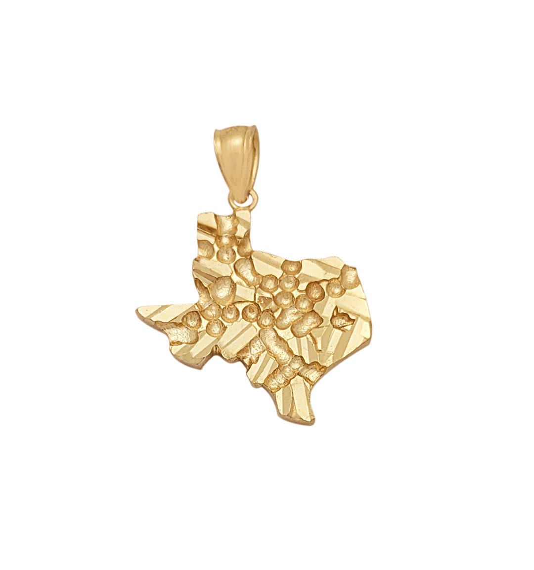 10K Yellow Gold Texas State Map Pendant Nugget Gold Texas - Etsy