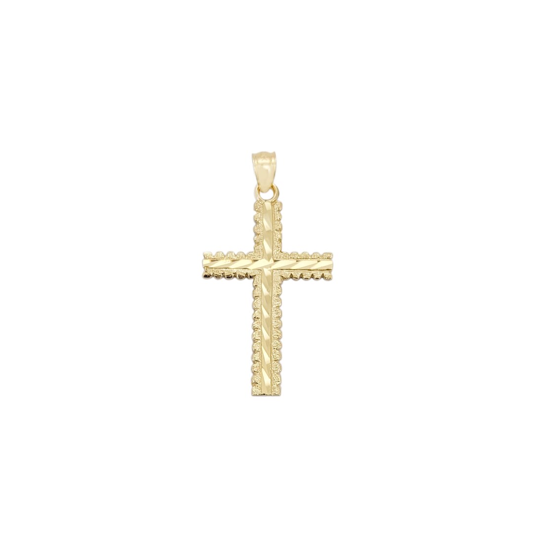 10k Yellow Gold Cross Pendant Diamond Cut Gold Cross - Etsy