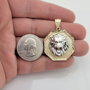 10K Yellow Gold Lion Pendant Octagon Lion Face Medallion - Etsy