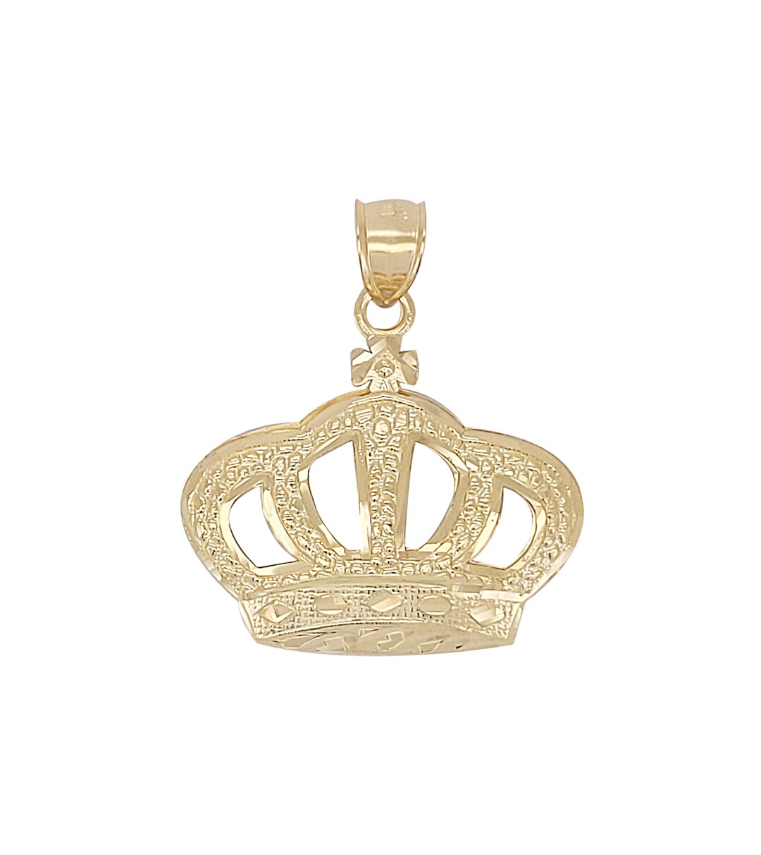 10K Yellow Gold Crown Pendant Crown Charm 1.4 In - Etsy