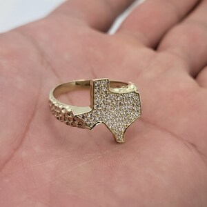 STUNU 10K Yellow Gold Nugget Texas Ring Texas Map CZ Ring - Etsy