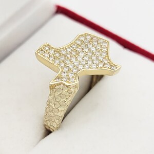 STUNU 10K Yellow Gold Nugget Texas Ring Texas Map CZ Ring - Etsy