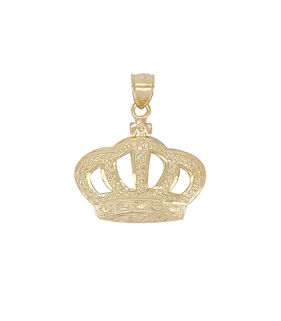 10K Yellow Gold Crown Pendant Crown Charm 1.1 In - Etsy