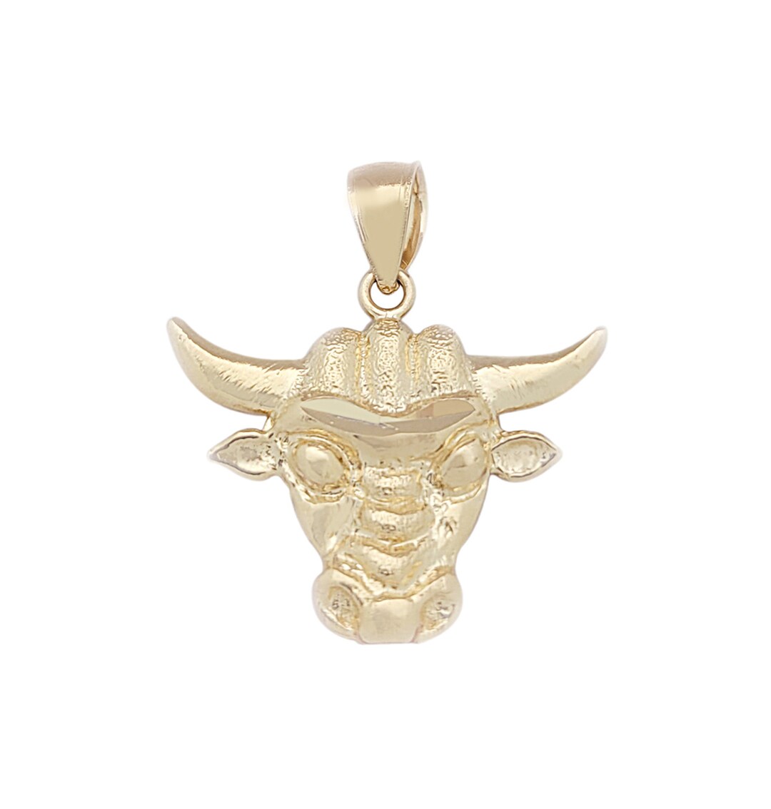 10K Yellow Gold Bull Pendant Longhorn Neckalce Pendant - Etsy