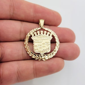 10K Yellow Gold Cadillac Necklace Pendant Cadillac Symbol Medallion - Etsy