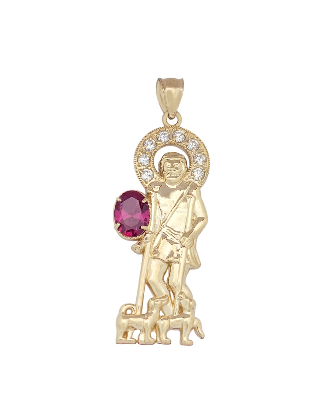 10K Yellow Gold Saint Lazarus Pendant Charm Patron Pendant St. Lazarus ...