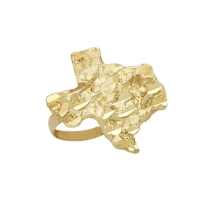 10K Yellow Gold Nugget Texas State Ring Pinky Ring Size 8 - Etsy