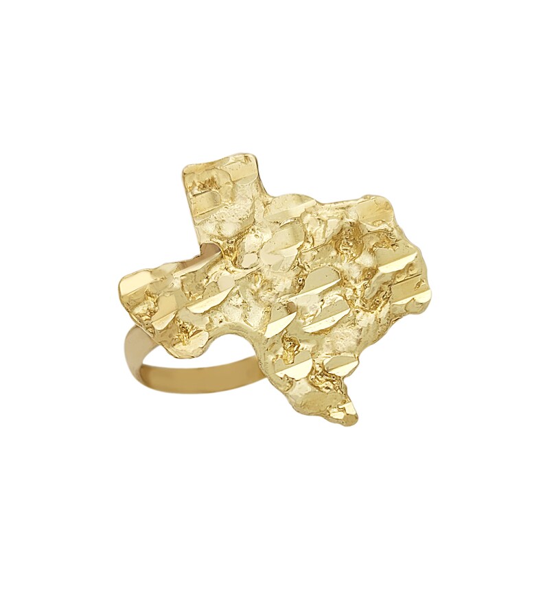 10K Yellow Gold Nugget Texas State Ring Pinky Ring Size 8 - Etsy