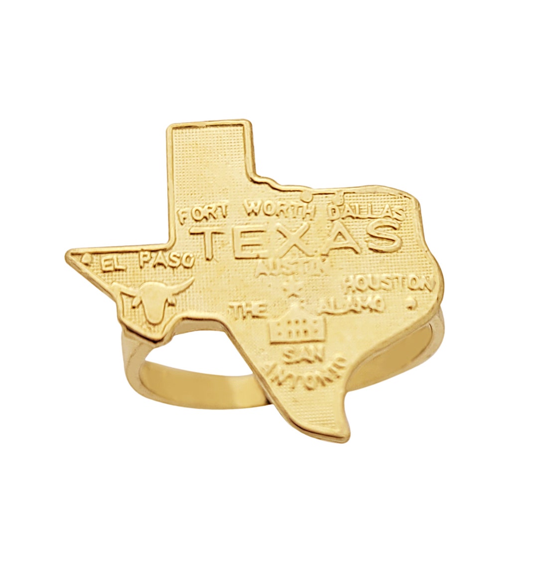 10K Yellow Gold Texas Ring Texas State Gold Ring Size 7 - Etsy