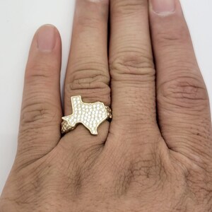STUNU 10K Yellow Gold Nugget Texas Ring Texas Map CZ Ring - Etsy
