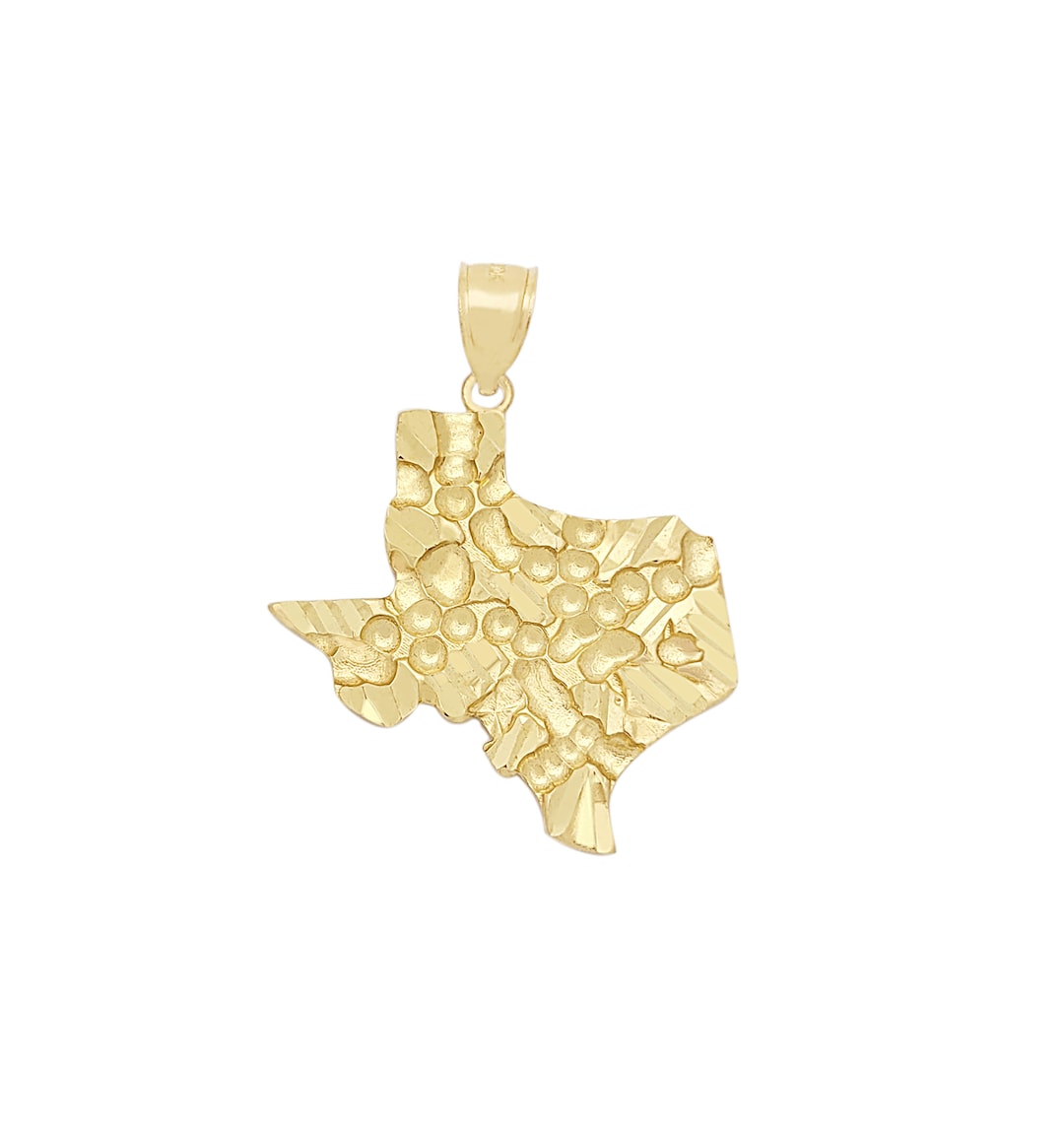 10K Yellow Gold Texas State Map Necklace Pendant Solid Nugget Gold ...