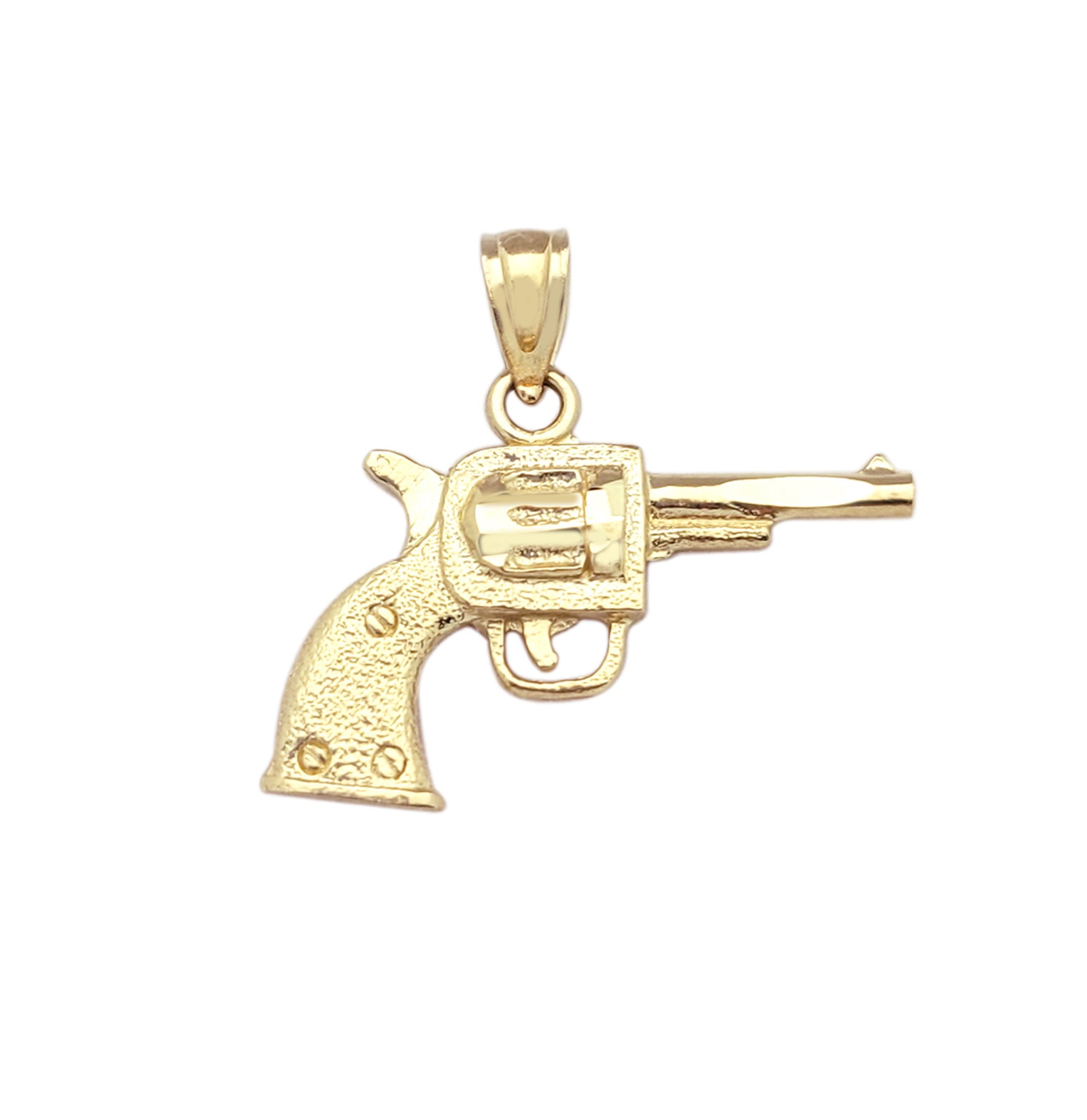 10k Yellow Gold Revolver Hand Gun Pendant Small Gun Charm - Etsy
