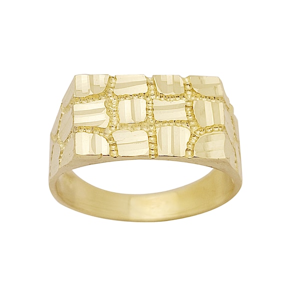 10K Yellow Gold Nugget Ring for Men Size 8.5 - Etsy