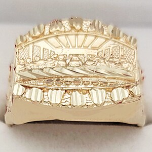 10K Yellow Gold Last Supper Ring Mens Last Supper Gold Ring - Etsy