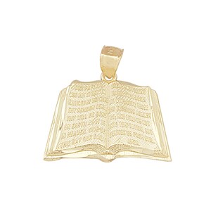 10K Yellow Gold Holy Bible Pendant Bible Charm With the Lord's Prayer ...