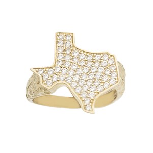 STUNU 10K Yellow Gold Nugget Texas Ring Texas Map CZ Ring - Etsy