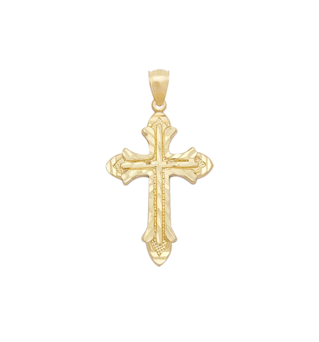 Mens 10k Yellow Gold Cross Pendant Diamond Cut Gold Cross - Etsy