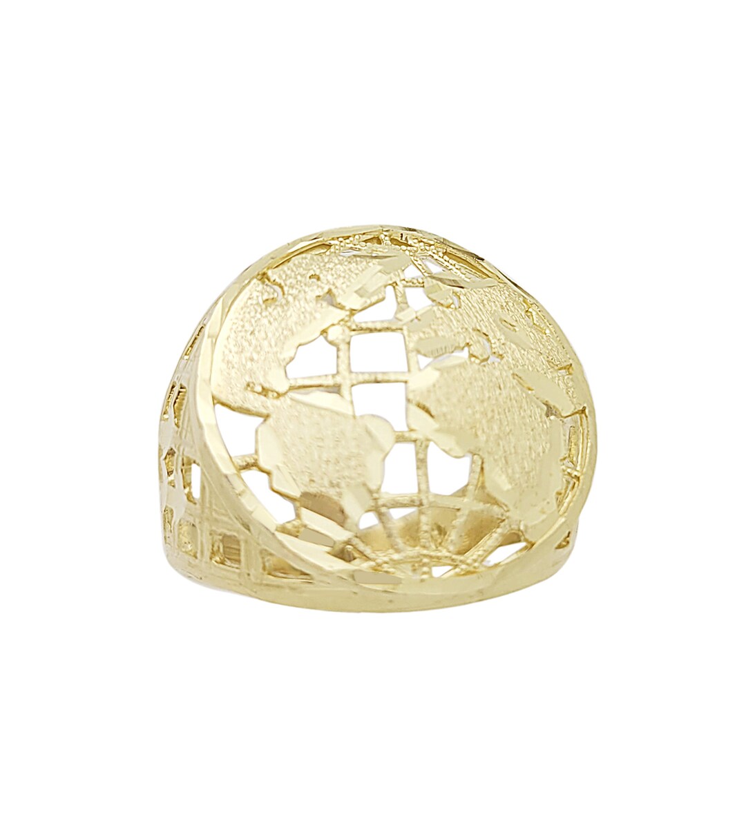 10K Yellow Gold Globe Ring Mens World Map Ring - Etsy