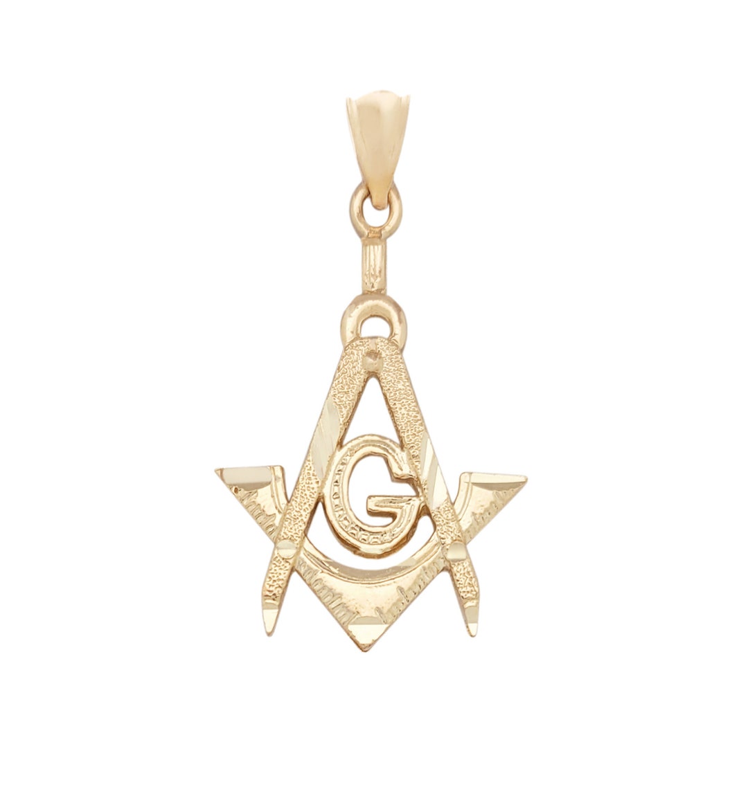 10K Yellow Solid Gold Masonic Freemasonry Pendant Charm - Etsy