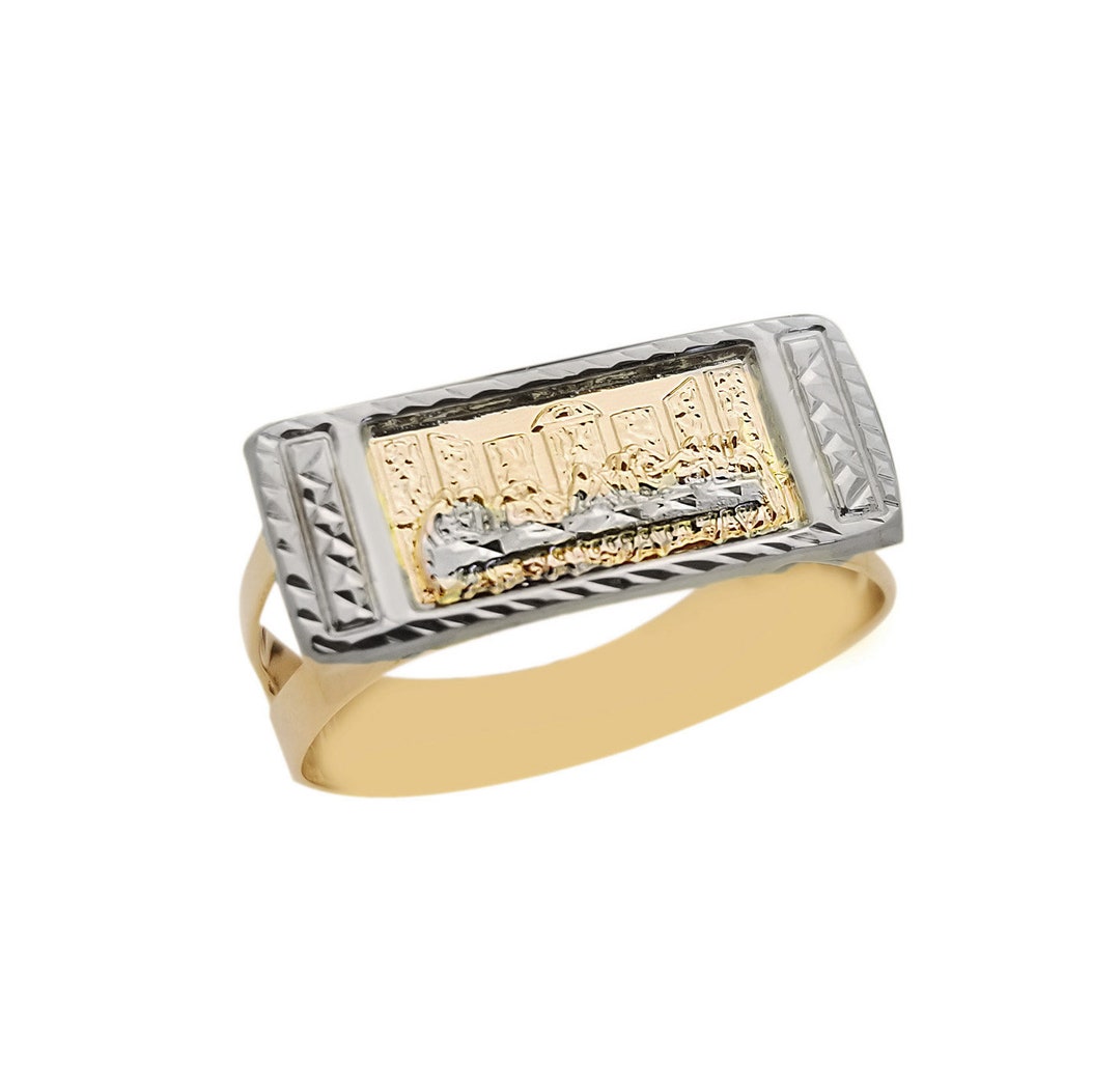 Men's 10K Yellow Gold Last Supper Ring Hip Hop Ring - Etsy