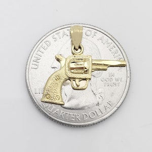 10k Yellow Gold Revolver Hand Gun Pendant Small Gun Charm - Etsy