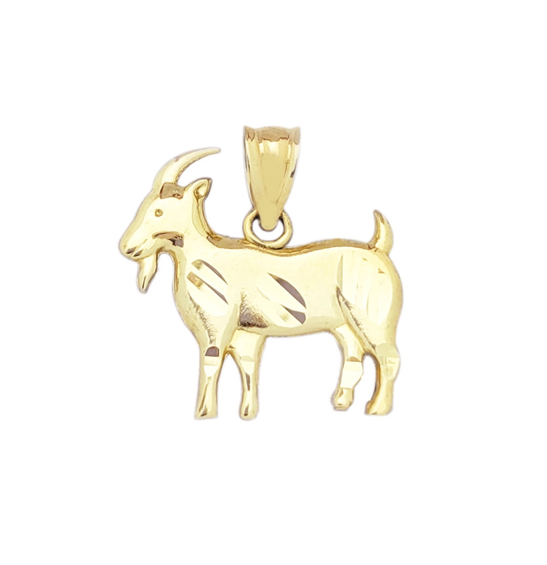10K Yellow Gold Goat Pendant Goat Animal Charm Small - Etsy