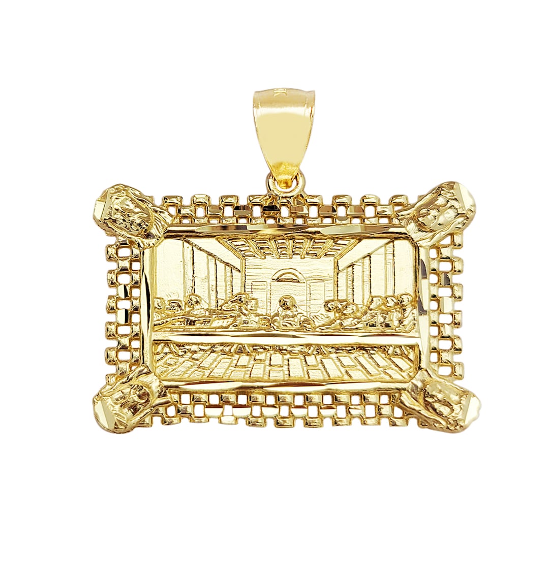 10K Yellow Gold Nugget Last Supper Pendant Last Supper Charm - Etsy
