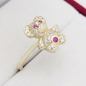 10K Yellow Gold Bear Ring Baby Bear Ring - Etsy
