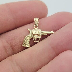 10k Yellow Gold Revolver Hand Gun Pendant Small Gun Charm - Etsy