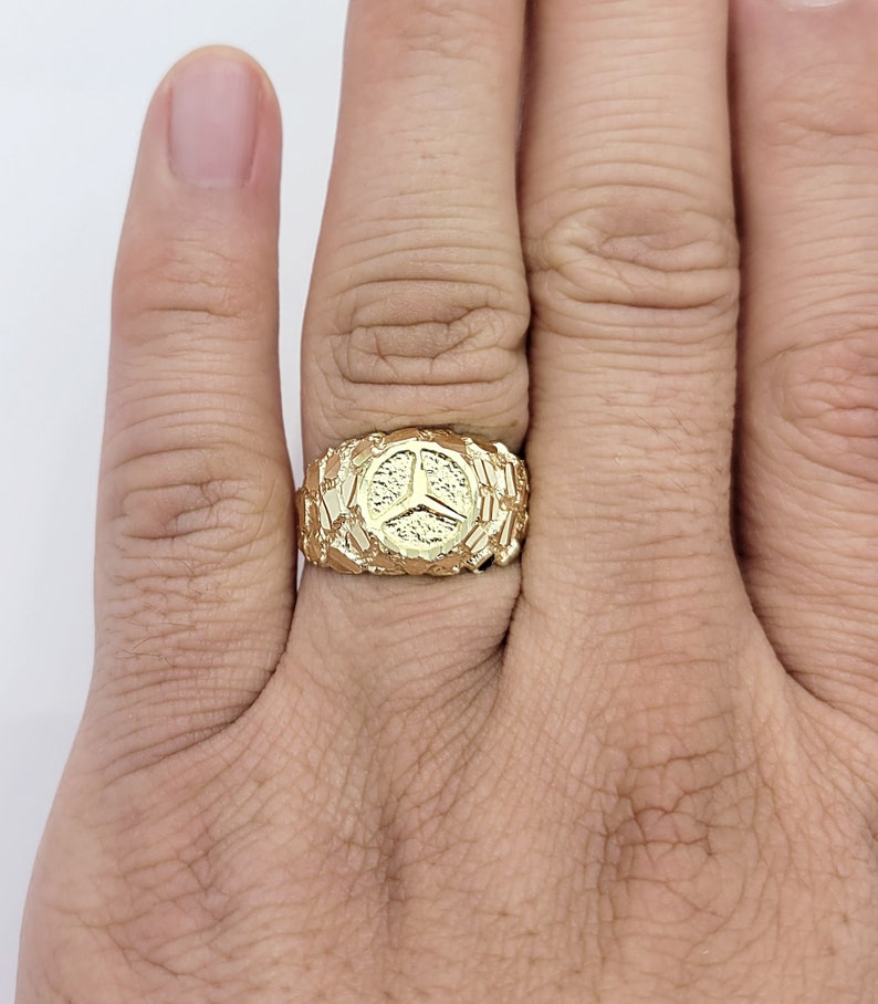 10K Yellow Solid Gold Mercedes Benz Ring 4.6 G Nugget Ring - Etsy